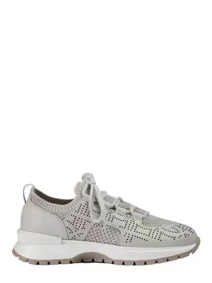 DOUCAL'S Openwork Leather Sneakers - Grey