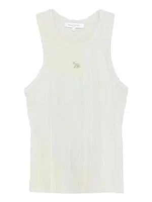 Maison Kitsuné Rib-knit Tank Top With Logo Patch - Green