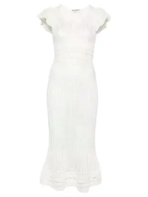JW Anderson Ruffled Crochet Dress - White