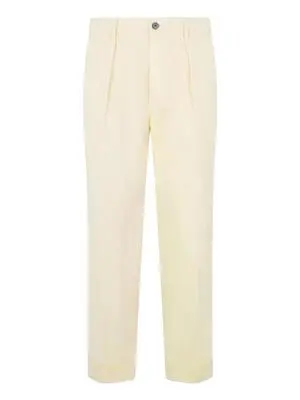SLOWEAR Pleated Trousers With Cuffed Hem - Neutrals
