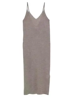 LISA YANG Albina V-Neck Midi Dress Brown