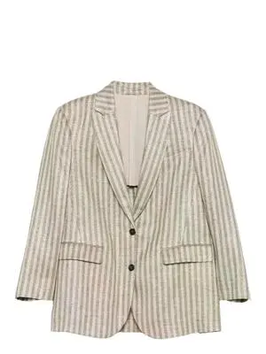 Brunello Cucinelli Striped Blazer - Neutrals