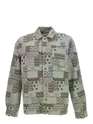 LES DEUX Patchwork Patterned Shirt Jacket - Neutrals
