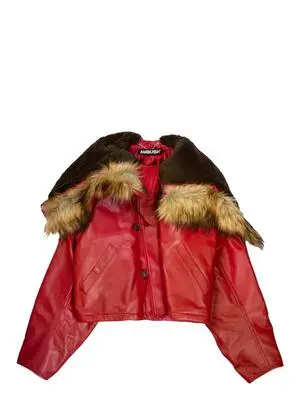 AMBUSH Cropped Leather Jacket - Red