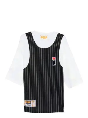 PDF Pinstripe-pattern Logo-patch T-shirt - Black