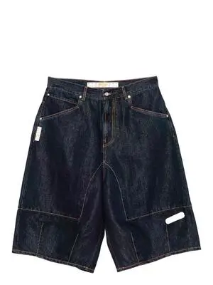 PDF Contrast-stitch Denim Shorts - Blue