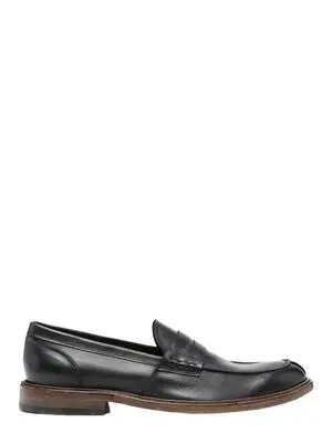 FRANCO FEDELE Leather Penny Loafers Black