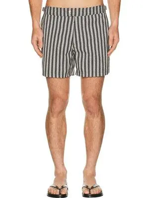TOM FORD Geometric Print Micro Compact Poplin Swim Short - White & Black