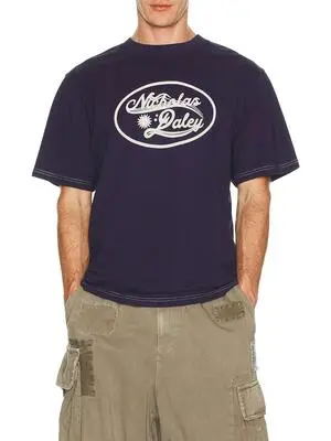 NICHOLAS DALEY Records Tee In Navy - Midnight