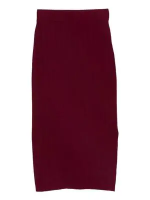 Eric Bompard Ribbed Knit Midi Skirt - Red