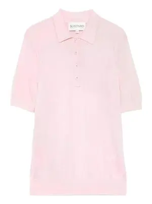 Eric Bompard Buttoned Knitted Polo Top - Pink