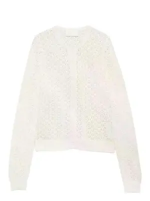 Eric Bompard Pointelle Knit Button Cardigan - Neutrals
