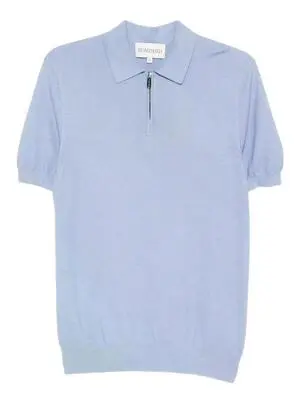 Eric Bompard Zipped Pique-knit Polo Shirt - Blue