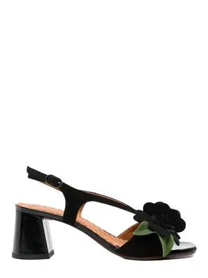 Chie Mihara Floral Detail Slingback Pumps - Black