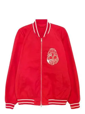 Alexander McQueen Skull-appliqué Bomber Jacket - Red