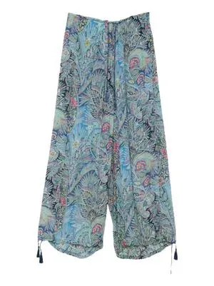 Etro Paisley Tassel Trousers - Blue