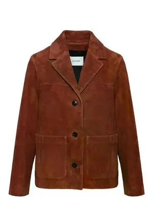 YVES SALOMON Suede Button Jacket - Brown