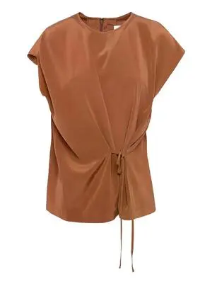 YVES SALOMON Tie-detailed Top - Brown