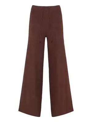 YVES SALOMON Knit Wide-leg Trousers - Brown