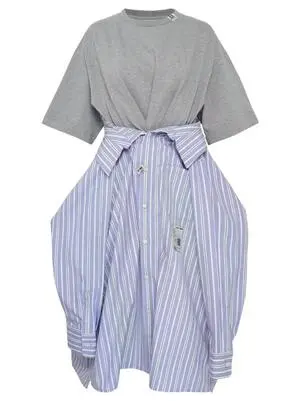 Mihara Yasuhiro Striped Panel Dress - Blue