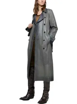 Acne Studios Double-breasted Leather Coat - Grey
