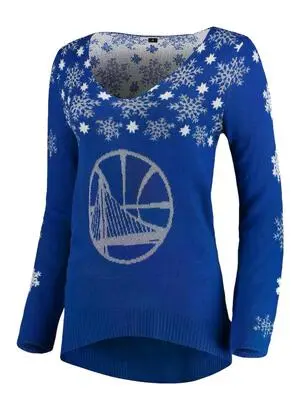 Nike Nba Golden State Warriors Snowflake V-neck Sweater - Blue