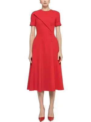 NISSA A-line Midi Dress - Red