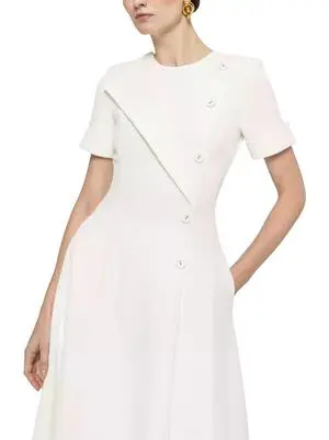 NISSA A-line Midi Dress - White