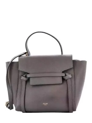 Celine Belt Bag Textured Leather Nano Shoulder Bag Grey