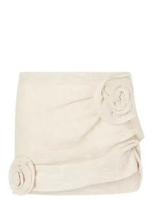 Magda Butrym Embellished Textured-woven Mini Skirt - Neutrals