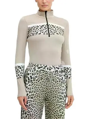 NEWLAND Leopard-Print Zip Top