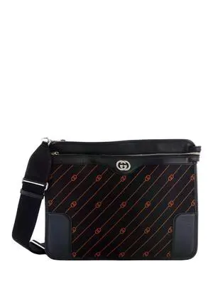 Gucci Interlocking G Messenger Bag Gg Jacquard - Black