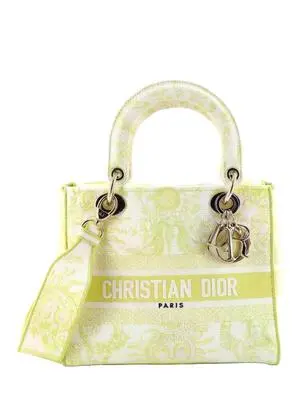 Dior Lady D-lite Bag Embroidered Canvas Medium Satchel - Multicolour