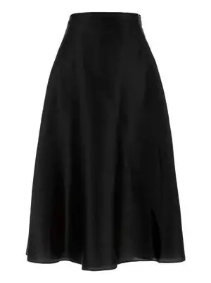 Alberta Ferretti Silk Pleated Midi Skirt - Black