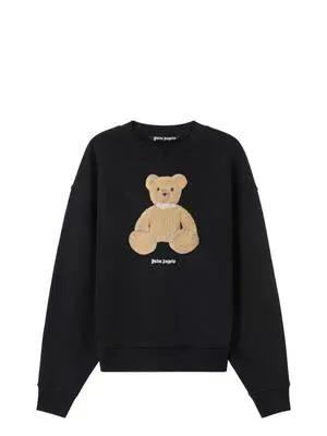 Palm Angels Textured Bear Graphic Sweatshirt - Black