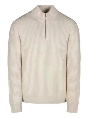 MOORER High-neck Half-zip Cashmere Sweater - Neutrals