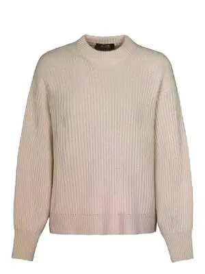 MOORER Crew-neck Sweater With Puff Sleeves - Neutrals