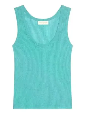 Dries Van Noten Knitted V-neck Top - Blue