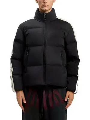 Palm Angels Logo-detail Stripe Puffer Jacket - Black