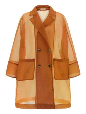 Herno Double-breasted Mesh Coat - Orange