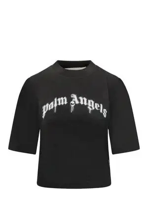 Palm Angels Curved Logo Boxy T-shirt - Black