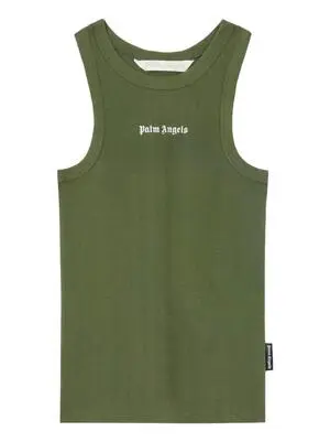 Palm Angels Logo Ribbed Tank Top - Green