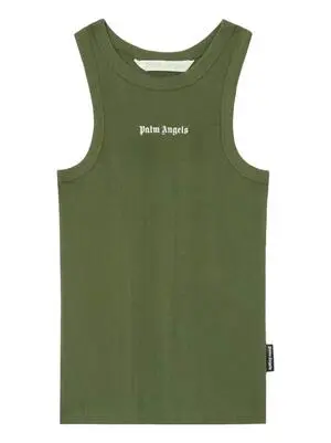 Palm Angels Logo Ribbed Tank Top - Green