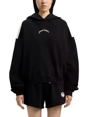 Palm Angels Hooded Sweatshirt With Curved Logo - Black