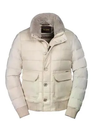 MOORER Padded Jacket With Removable Collar - Neutrals
