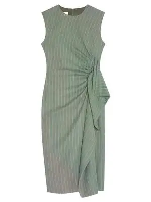 Dries Van Noten Pinstripe Ruffle Midi Dress - Green