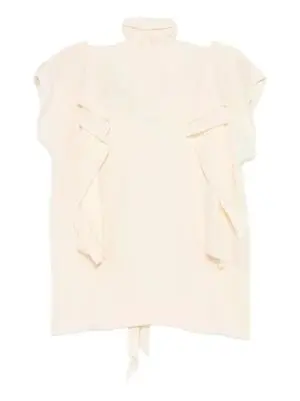 LANVIN Blouse With Ruffled Tie - Neutrals