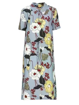 Marni Floral Print Shirt Midi Dress - Blue