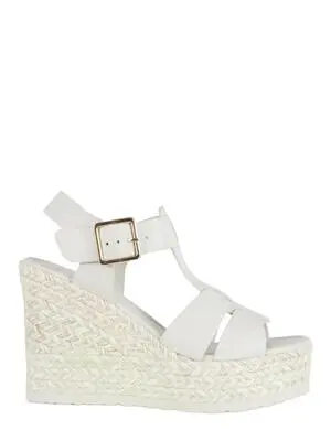 PALOMA BARCELO T-strap Woven Sandals - White