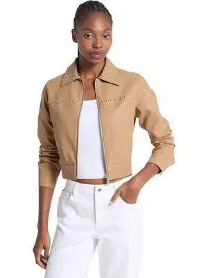 Michael Kors Studded Cropped Jacket - Brown